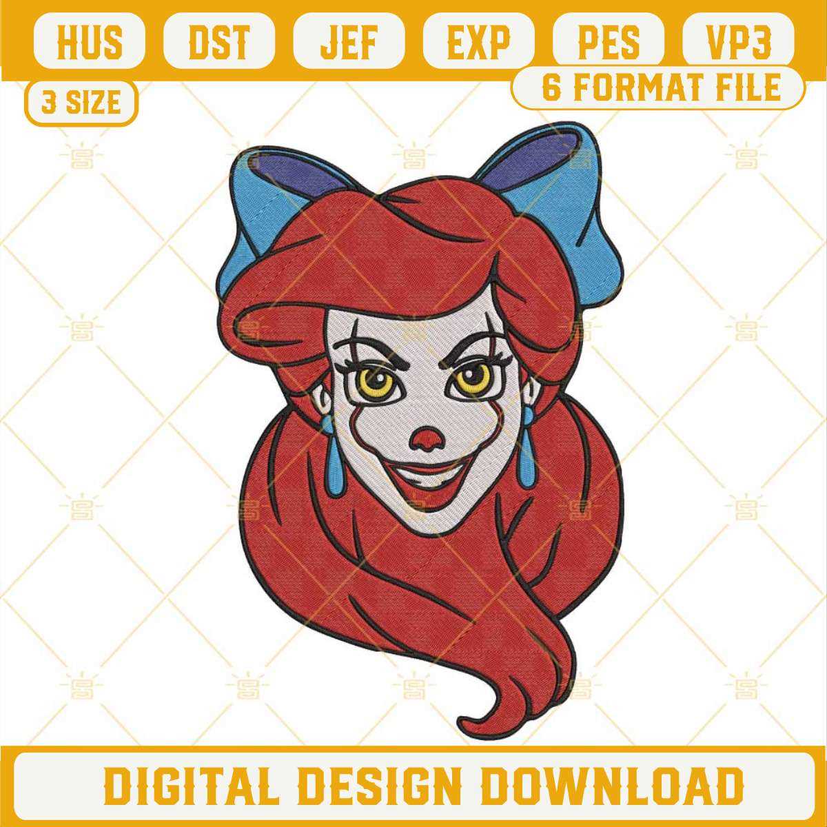Princess Ariel Pennywise Embroidery Designs, Princess Hallow | Inspire ...