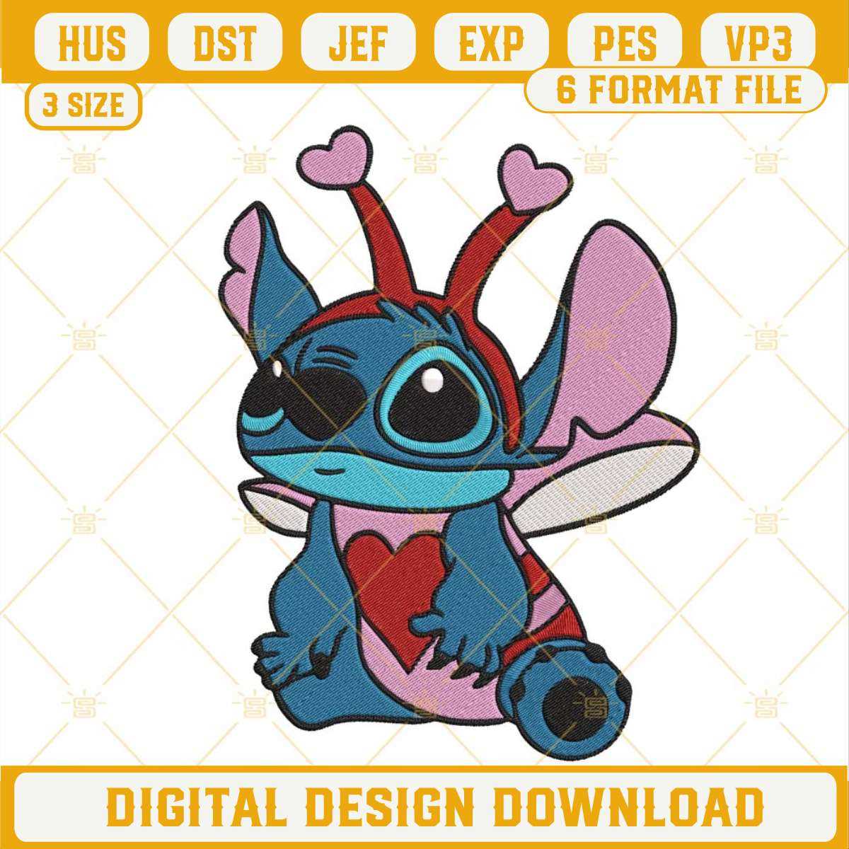 Stitch Love Bug Embroidery Designs, Stitch Valentine Embroid | Inspire ...