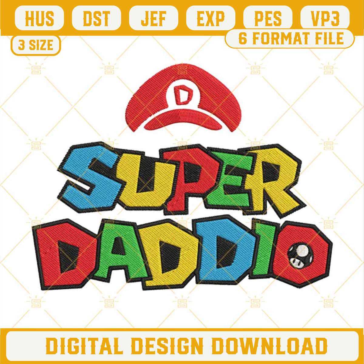 Super Daddio Embroidery Design File, Super Mario Dad Embroid | Inspire ...