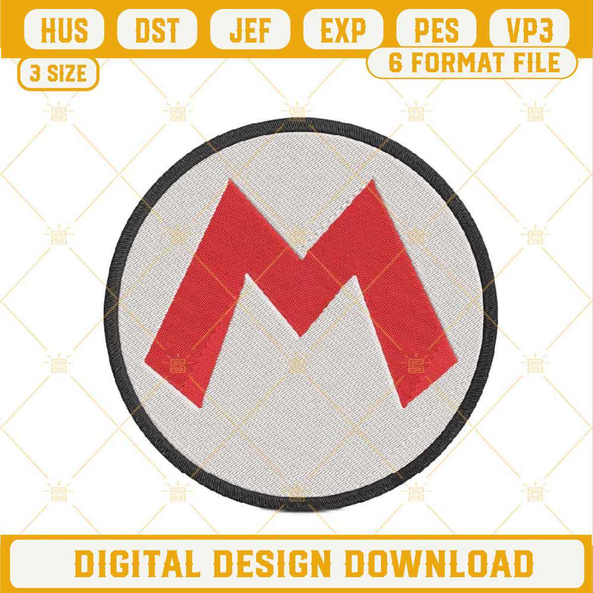 Super Mario M Logo Embroidery Designs, Super Mario Bros Mach | Inspire ...