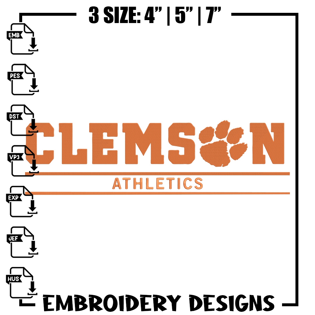 Clemson University logo embroidery design, NCAA embroidery, | Inspire ...