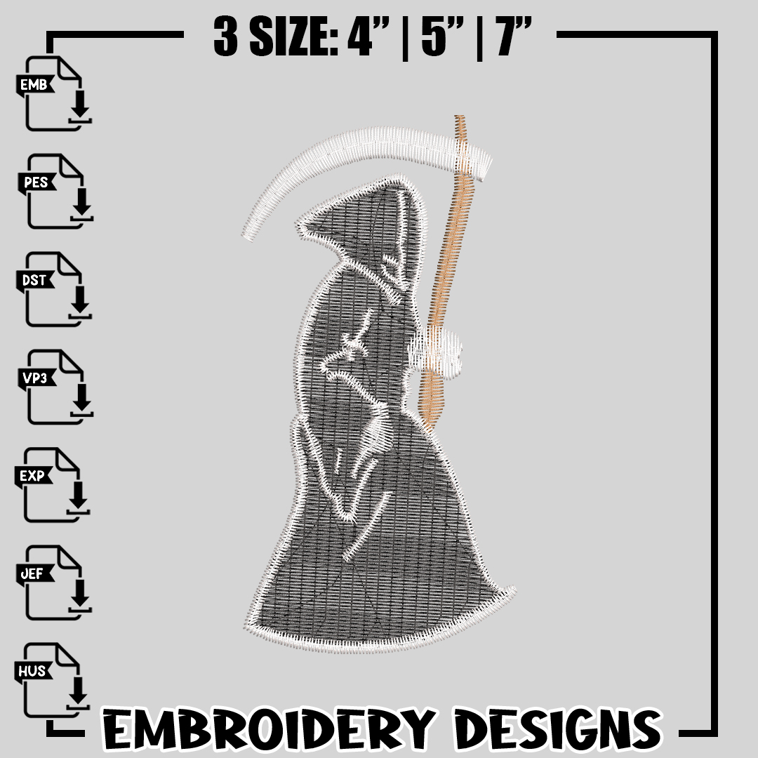 Death logo embroidery design, Death embroidery, Death design | Inspire ...