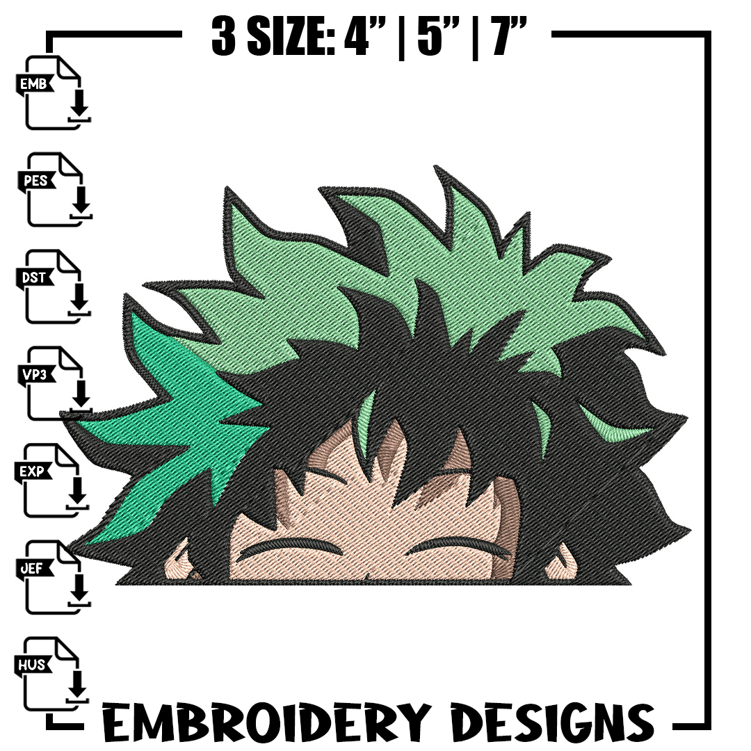 Deku Peek Embroidery Design, Mha Embroidery, Embroidery File | Inspire ...