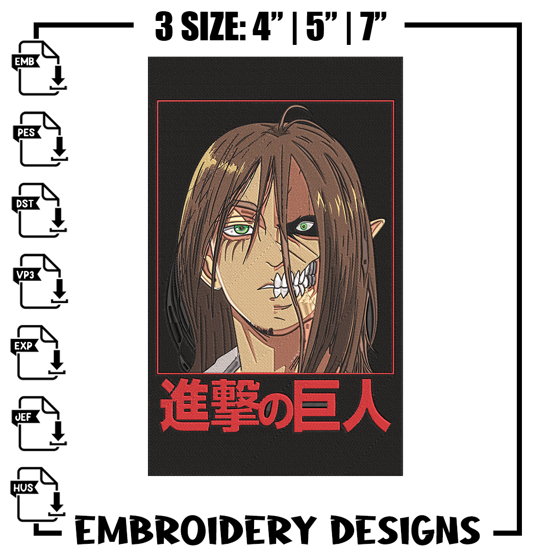 Eren form Embroidery Design, Aot Embroidery,Embroidery File, | Inspire ...