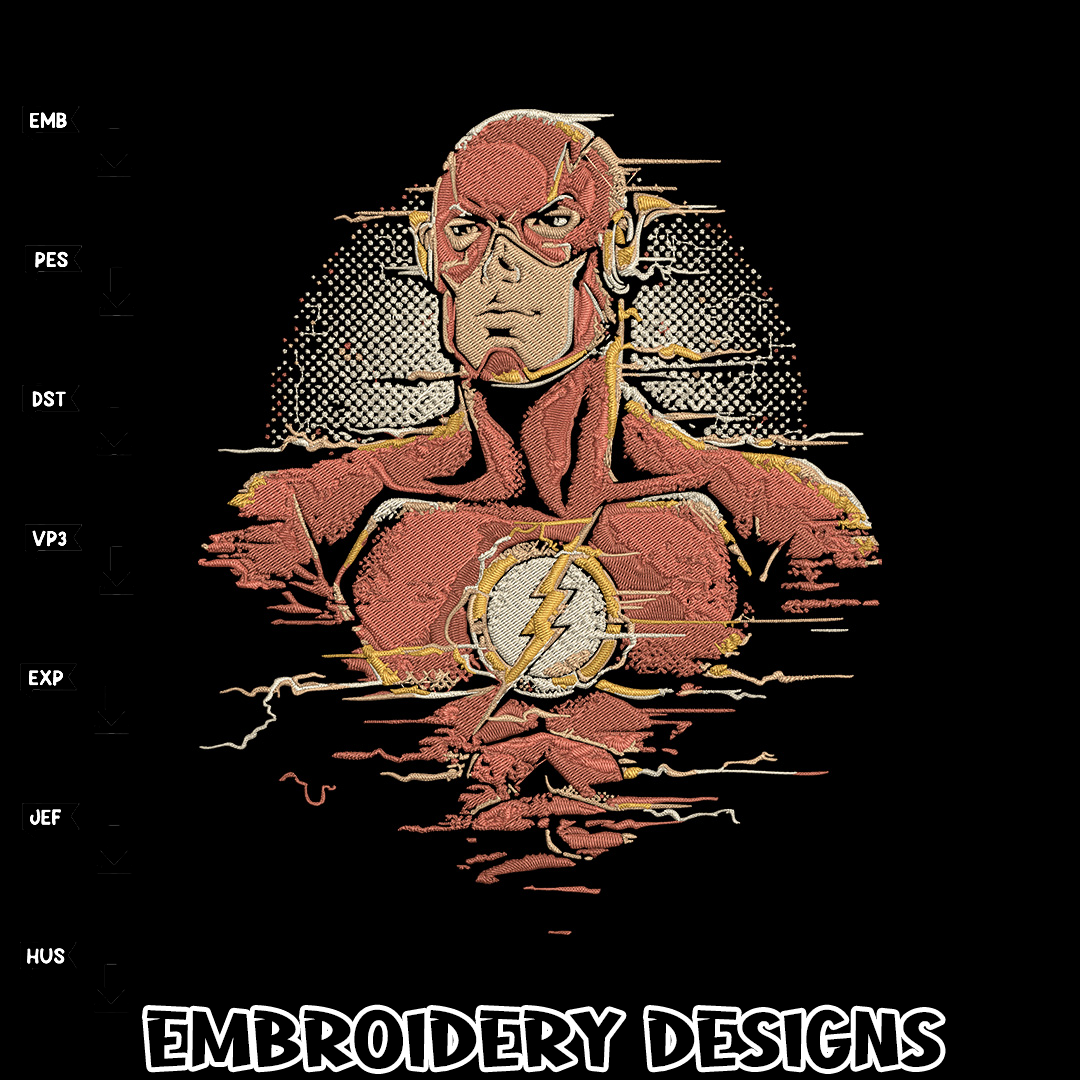 Flash poster Embroidery Design, DC comics Embroidery, Embroi | Inspire ...