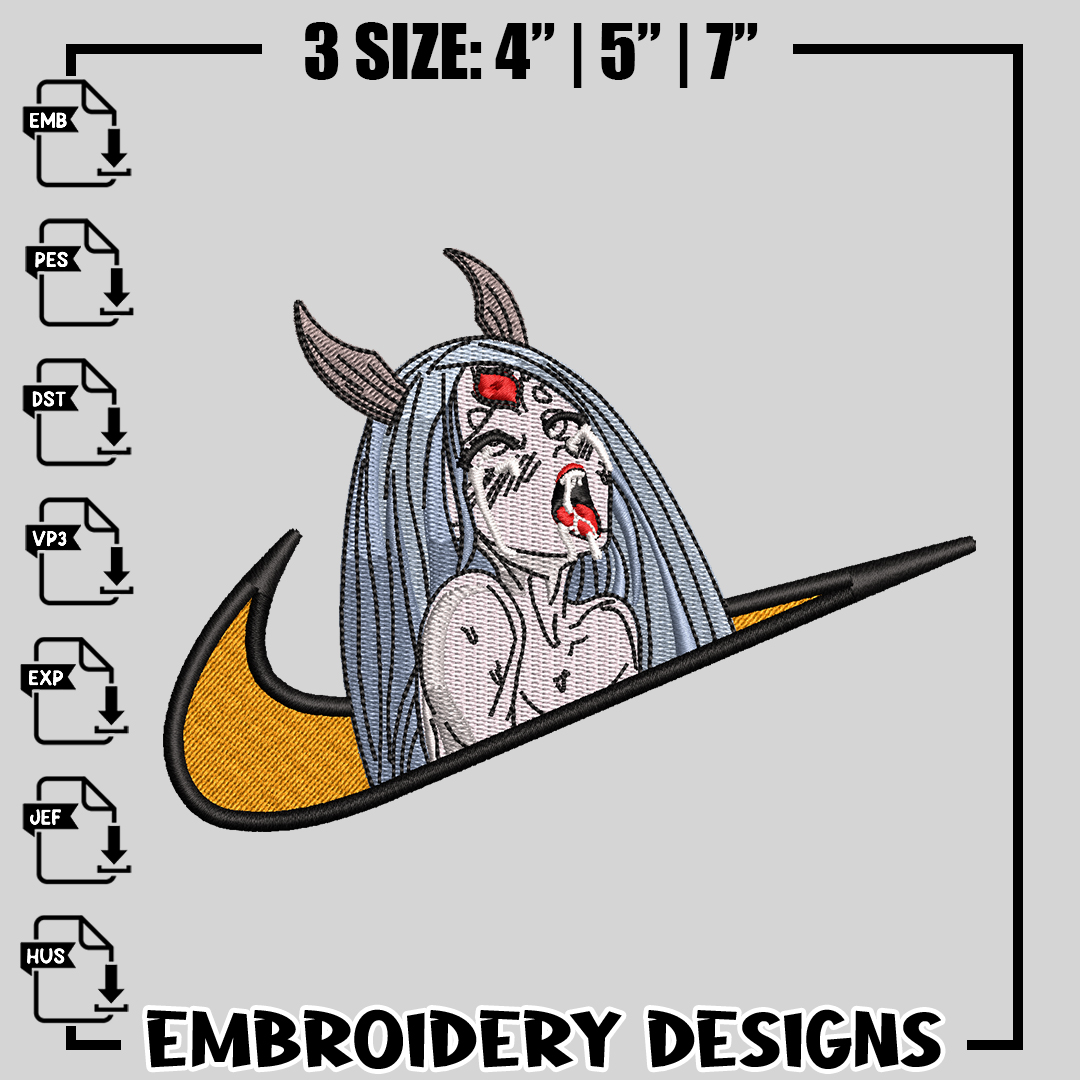 Kaguya Ahegao Nike Embroidery Design Kaguya Ahegao Embroide Inspire Uplift