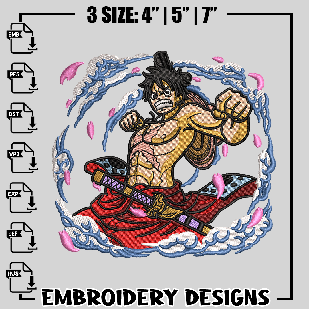 Monkey D Luffy embroidery design, One Piece embroidery, anim - Inspire ...