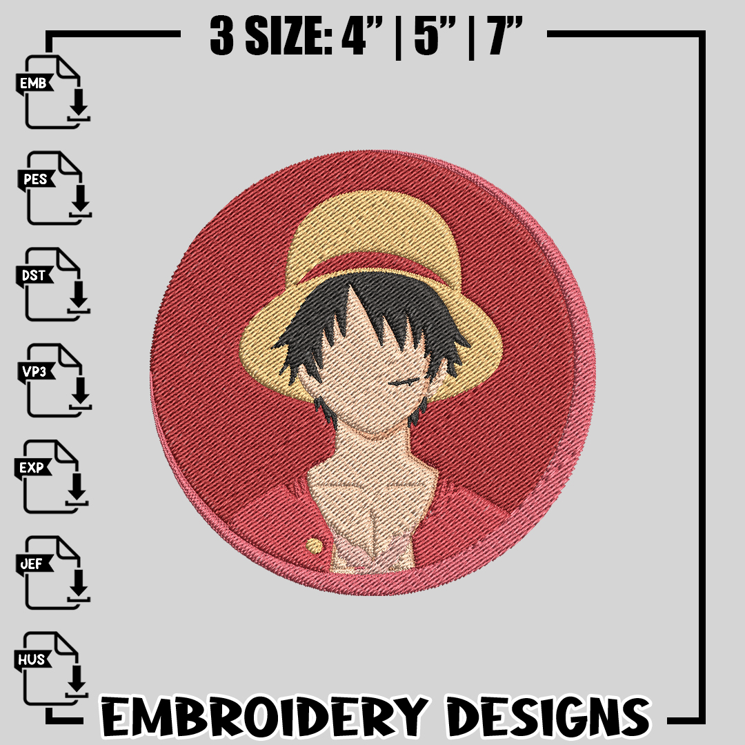 Monkey D Luffy embroidery design, One Piece embroidery, anim | Inspire ...