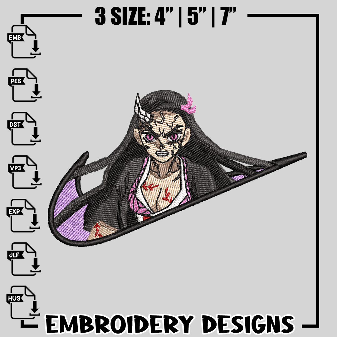 Nike x Nezuko v2 embroidery design, Kimetsu no Yaiba embroid | Inspire ...