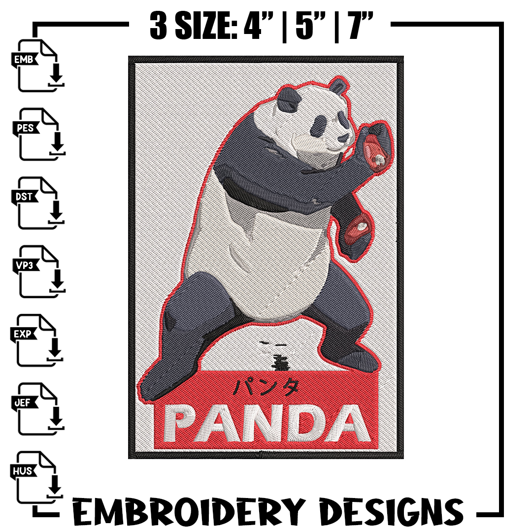 Panda jjk Embroidery Design, Jujutsu Embroidery, Embroidery | Inspire ...