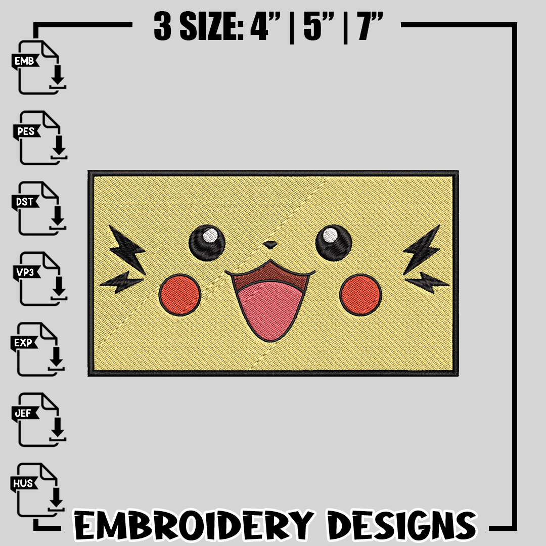 Pikachu rectangle embroidery design, Pokemon embroidery, ani | Inspire ...