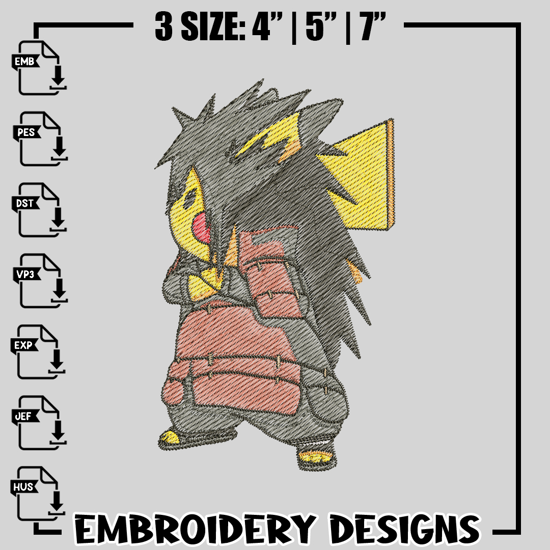 Pikachu samurai embroidery design, Pokemon embroidery, anime - Inspire ...