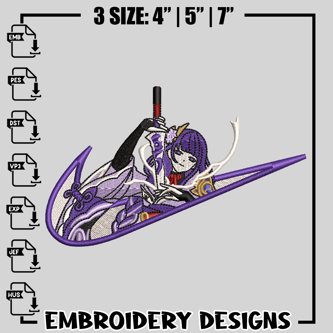 Raiden Shogun nike embroidery design, Raiden Shogun embroide | Inspire ...