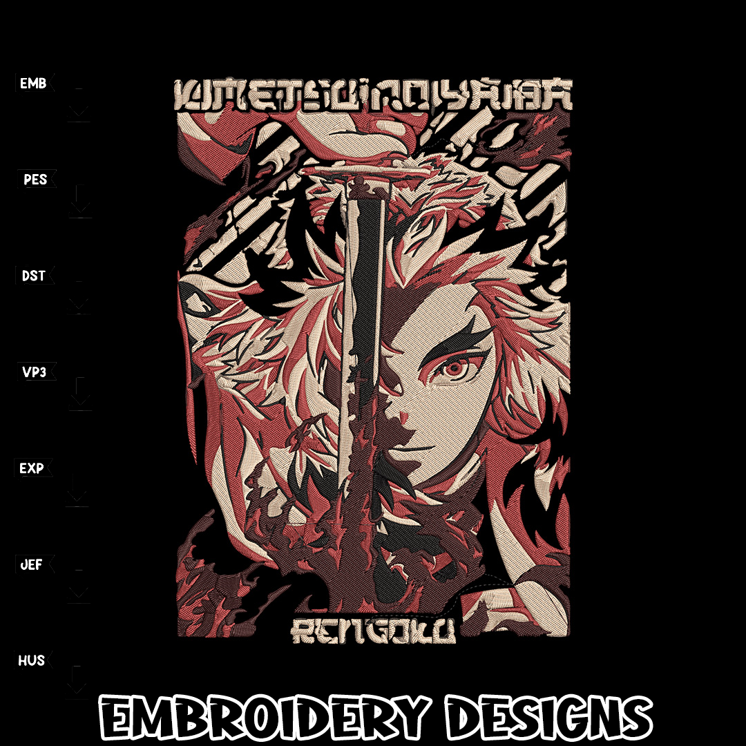 Rengoku Poster Embroidery Design, Demon slayer Embroidery, E | Inspire ...