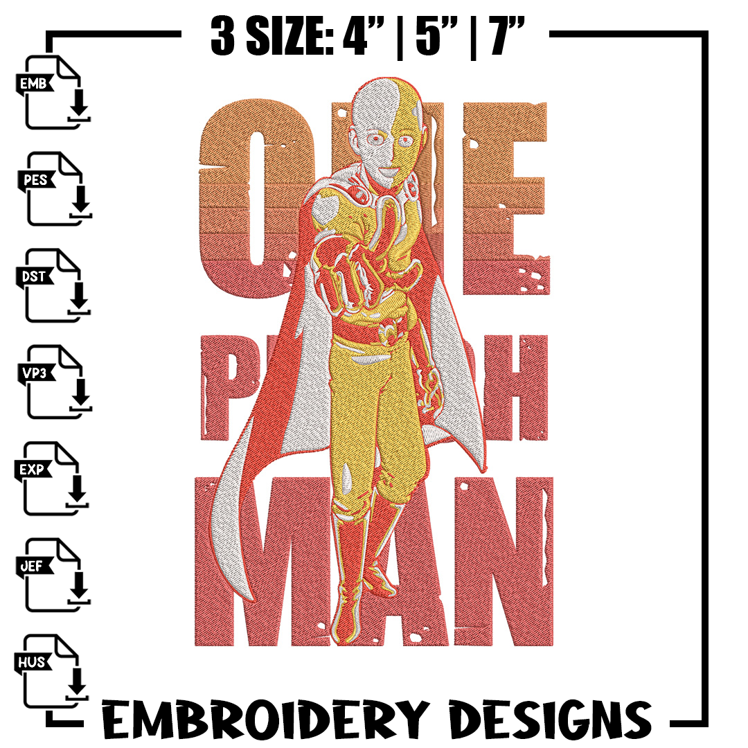 Saitama poster Embroidery Design, One punch man Embroidery, | Inspire ...