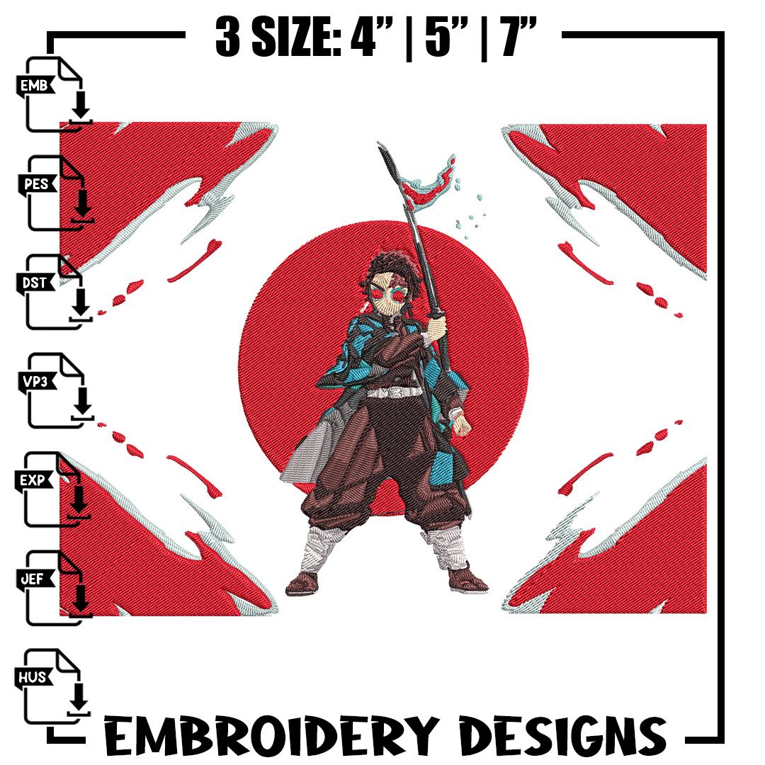 Tanjiro Embroidery Design, Demon slayer Embroidery, Embroide - Inspire ...