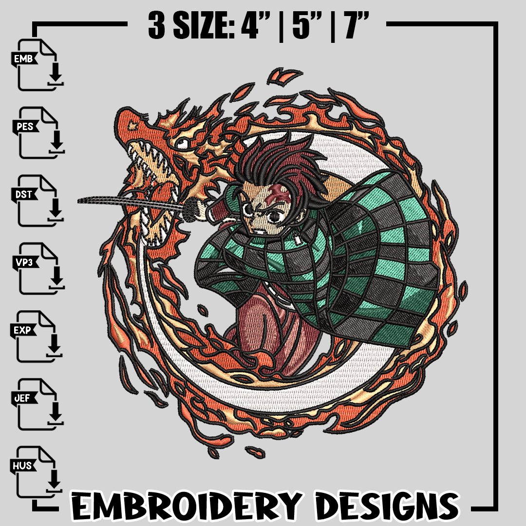 Tanjiro Fire Breathing embroidery design, Kimetsu no Yaiba e | Inspire ...