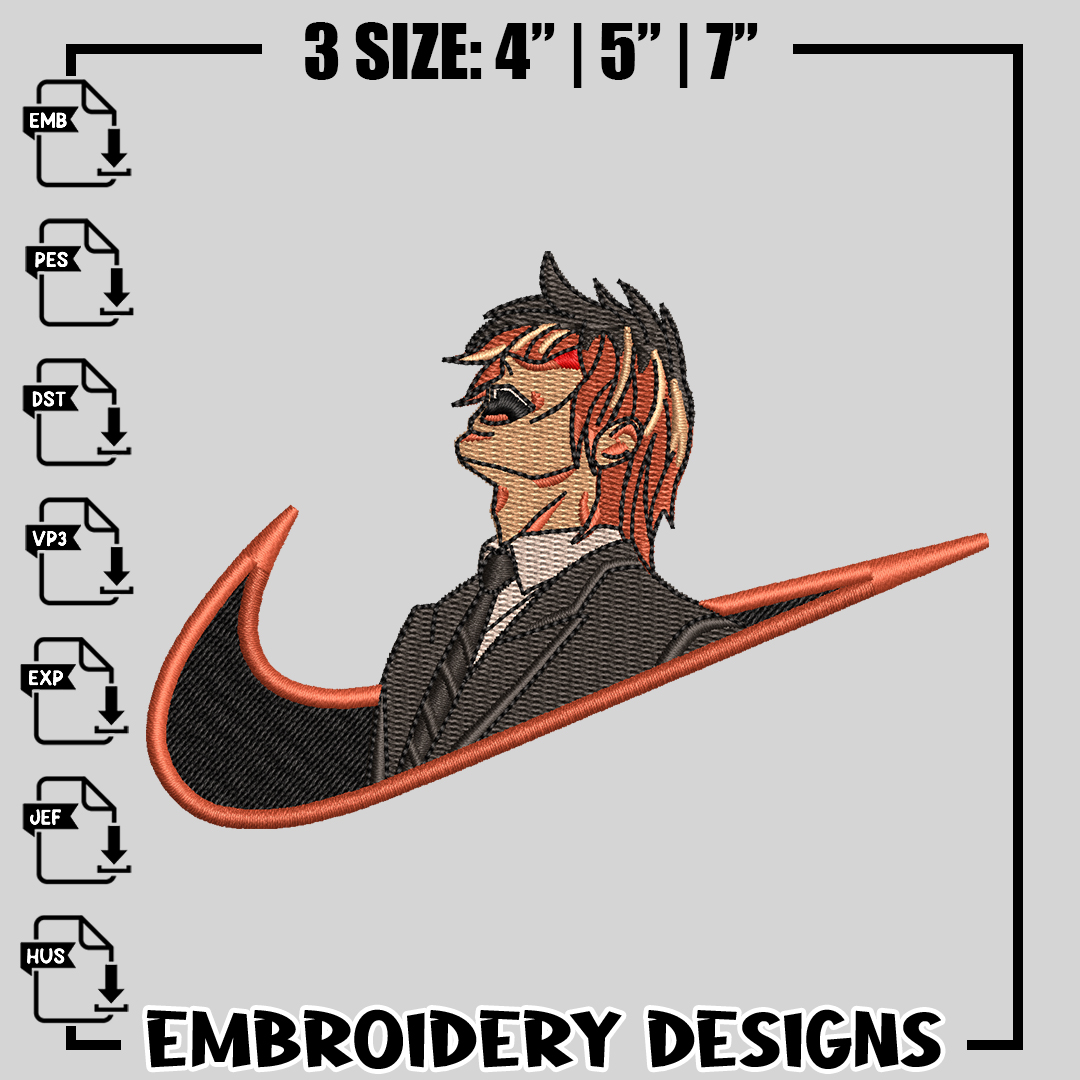 Yagami Light nike embroidery design, Death Note embroidery, | Inspire ...