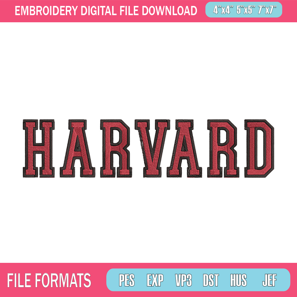 Harvard University logo embroidery design, Sport embroidery, | Inspire ...