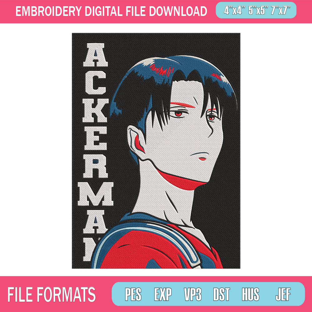 Levi Ackerman Embroidery Design, Aot Embroidery,Embroidery F | Inspire ...