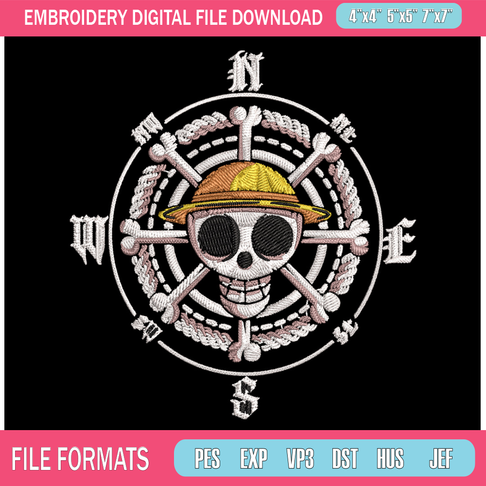 Logo One piece Embroidery Design, One piece Embroidery, Embr | Inspire ...