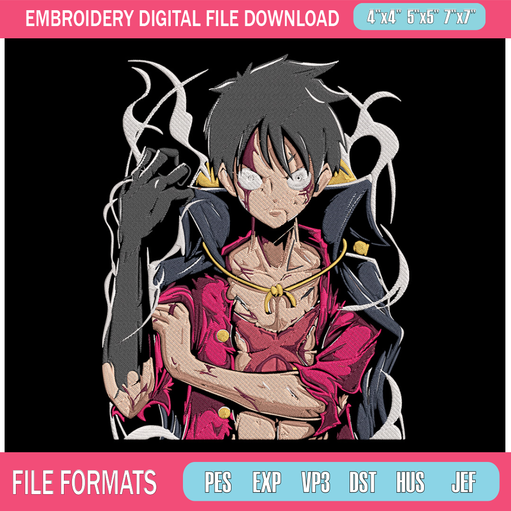 Luffy poster Embroidery Design,One piece Embroidery, Embroid | Inspire ...