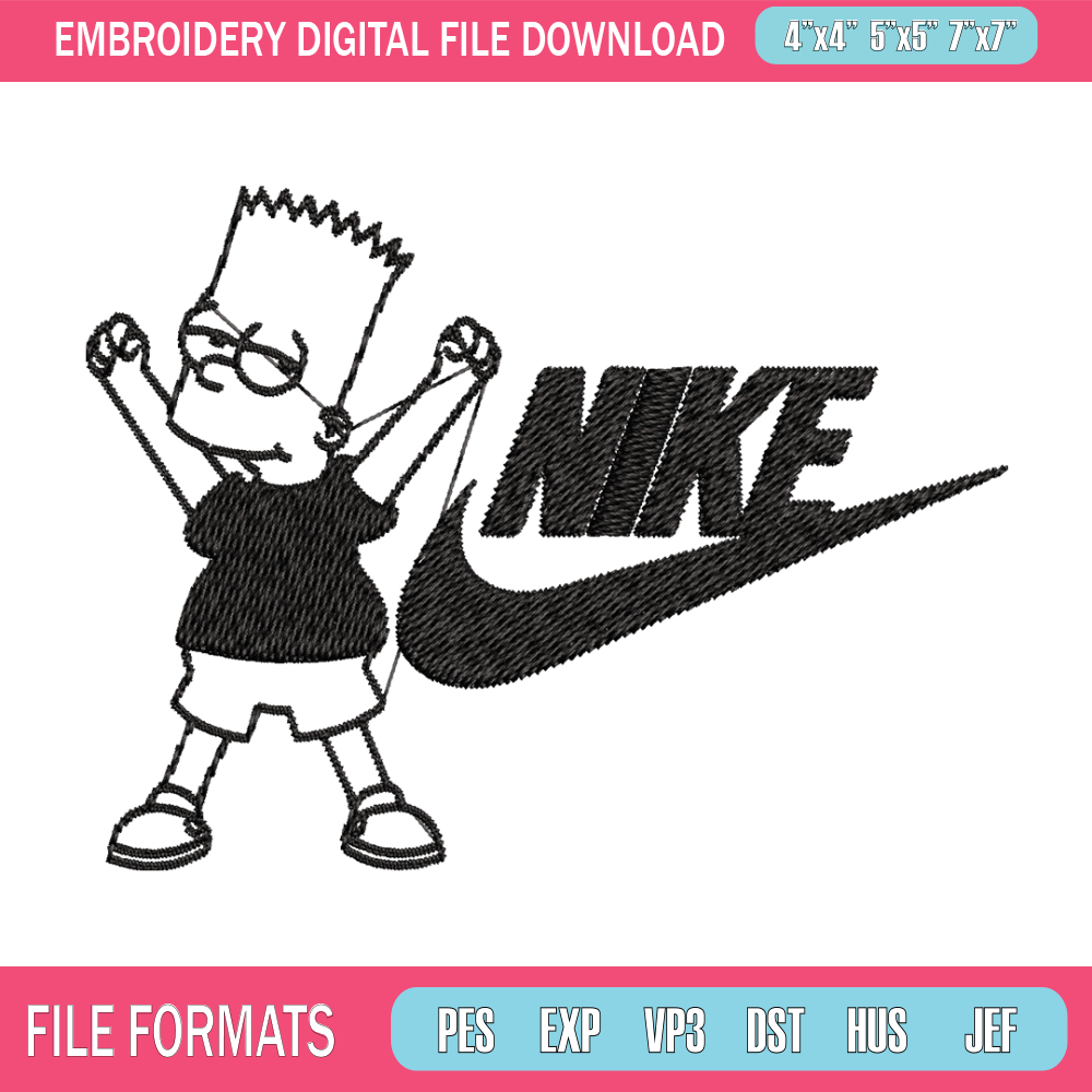 Simpson Nike Embroidery design, Simpson cartoon Embroidery, | Inspire ...