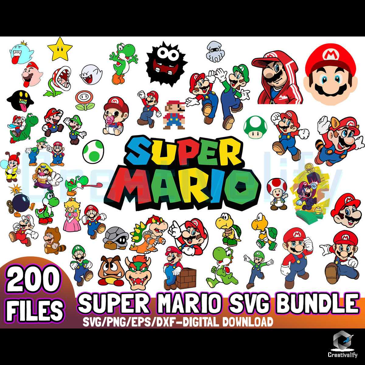 200 Files Super Mario SVG Bundle Digital Download | Inspire Uplift