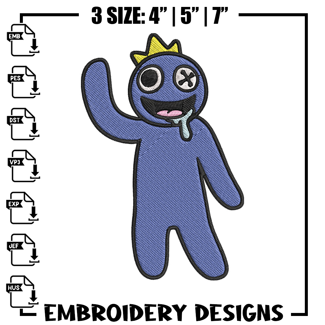 Blue Rainbow Embroidery Design, Rainbow Friends Embroidery, - Inspire ...