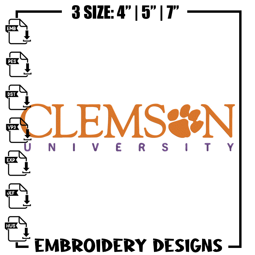 Clemson University logo embroidery design, NCAA embroidery, - Inspire ...