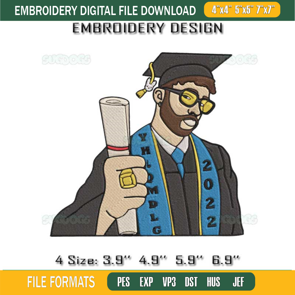 Bad Bunny Graduation Embroidery Design File, Bad Bunny Embro | Inspire ...