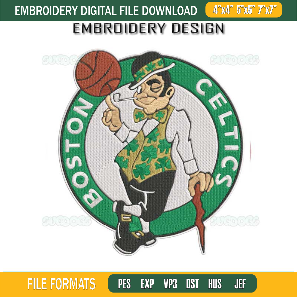 Boston Celtics Logo Embroidery Design File, NBA Logo Embroid - Inspire ...