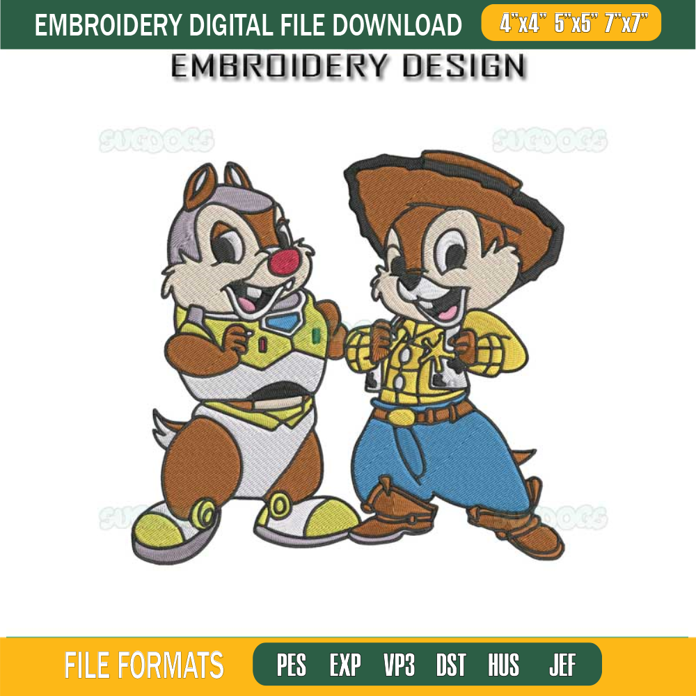 Chip And Dale Costume Embroidery Design File, Toy Story Embr | Inspire ...
