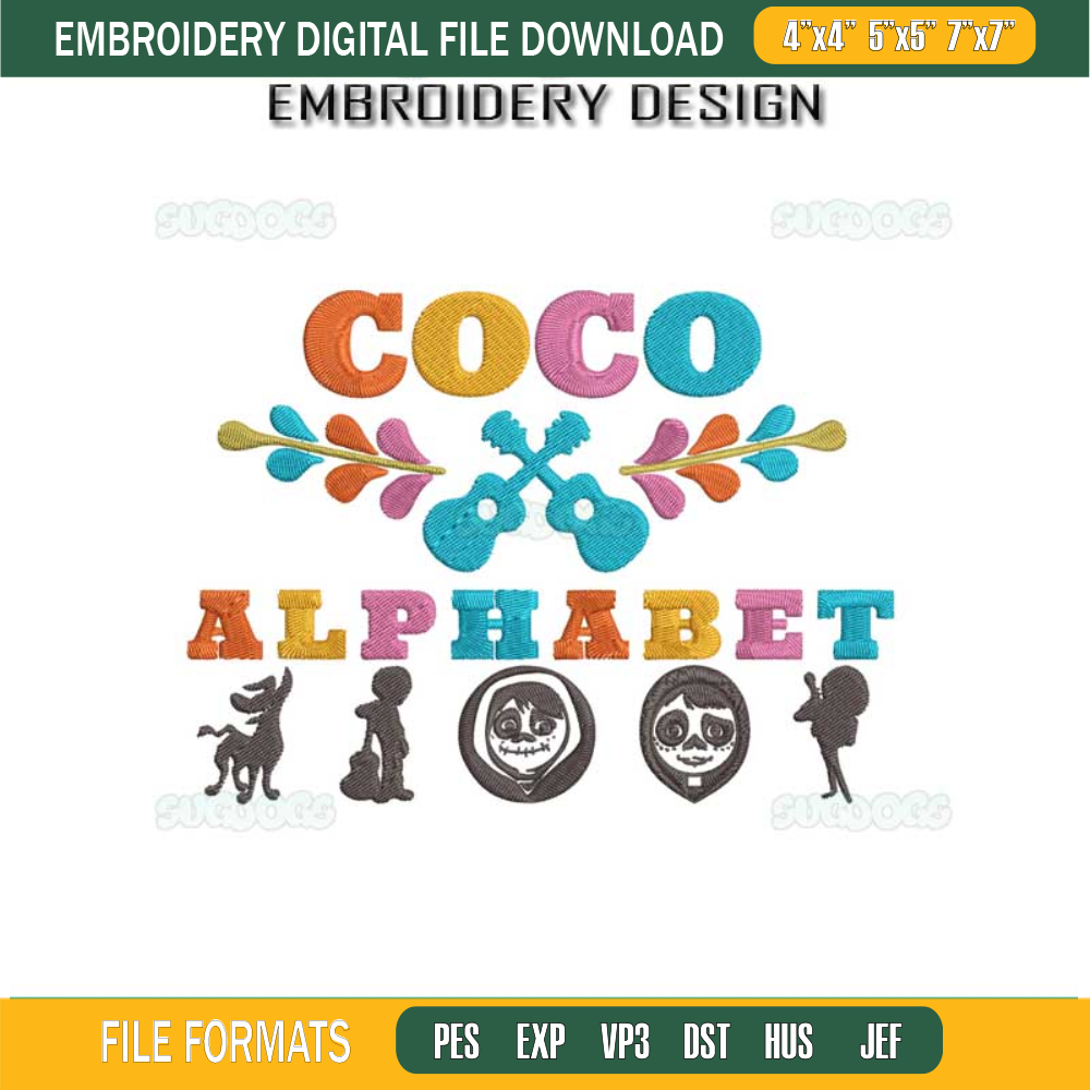 Coco Alphabet Coco Embroidery Design File, Coco Movie Dia De - Inspire ...