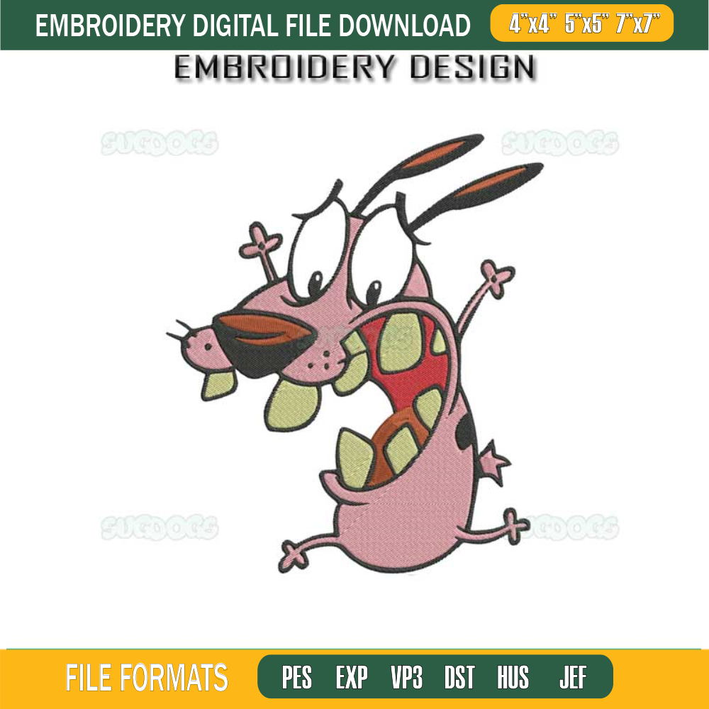 Courage the Cowardly Dog Embroidery Design File178 | Inspire Uplift