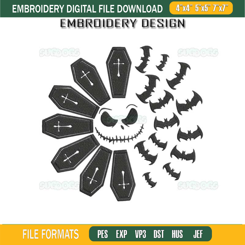 Jack Skellington Bat Embroidery Design File, Jack Skellingto - Inspire ...