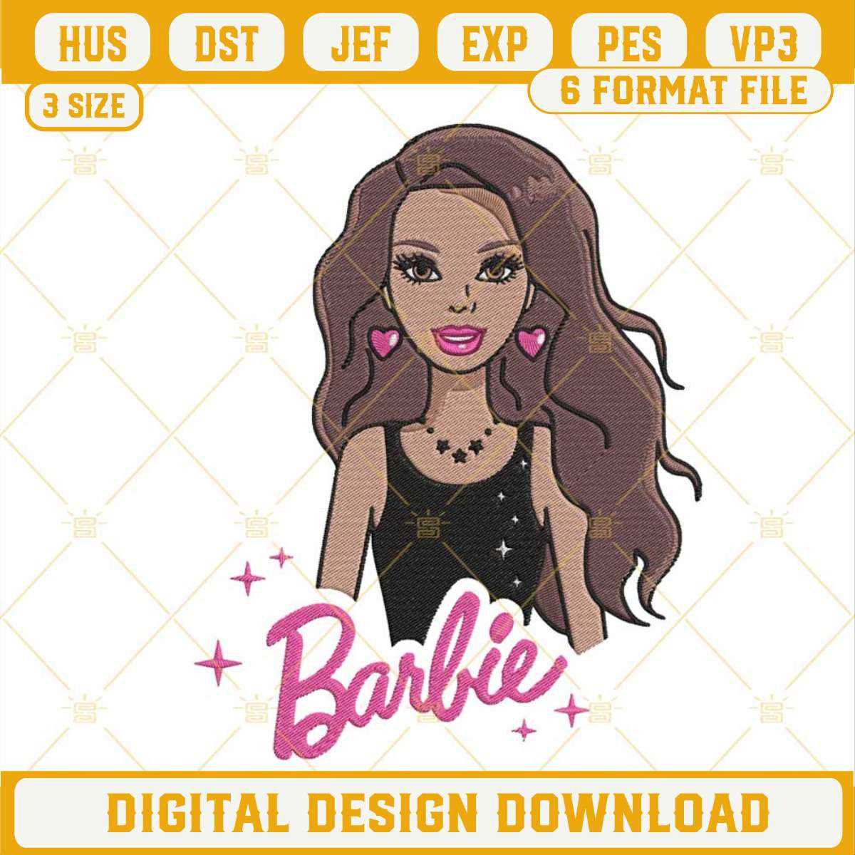 Black Barbie Doll Embroidery Design File Download.jpg | Inspire Uplift