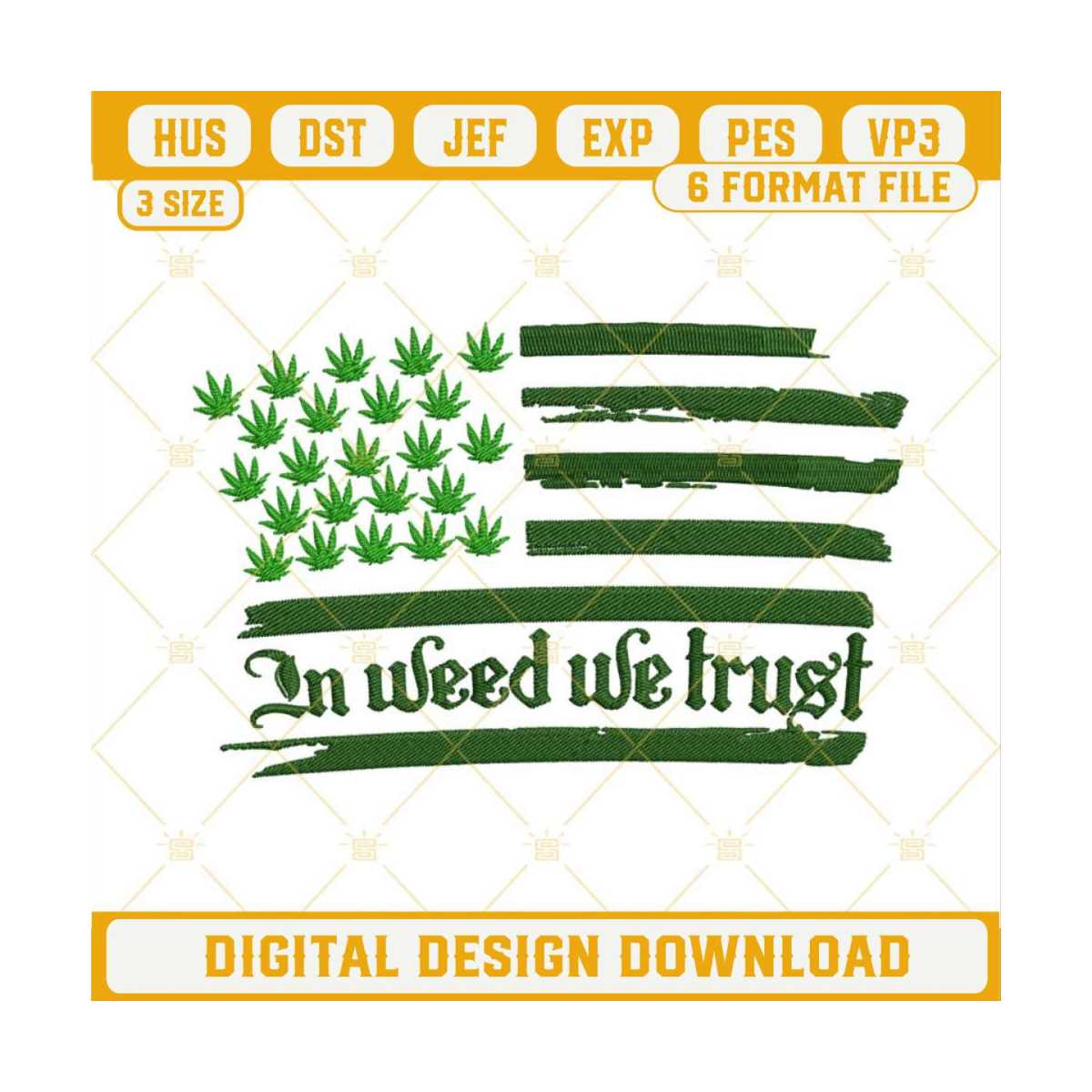 In Weed We Trust USA Flag Embroidery Designs, American Marij | Inspire ...