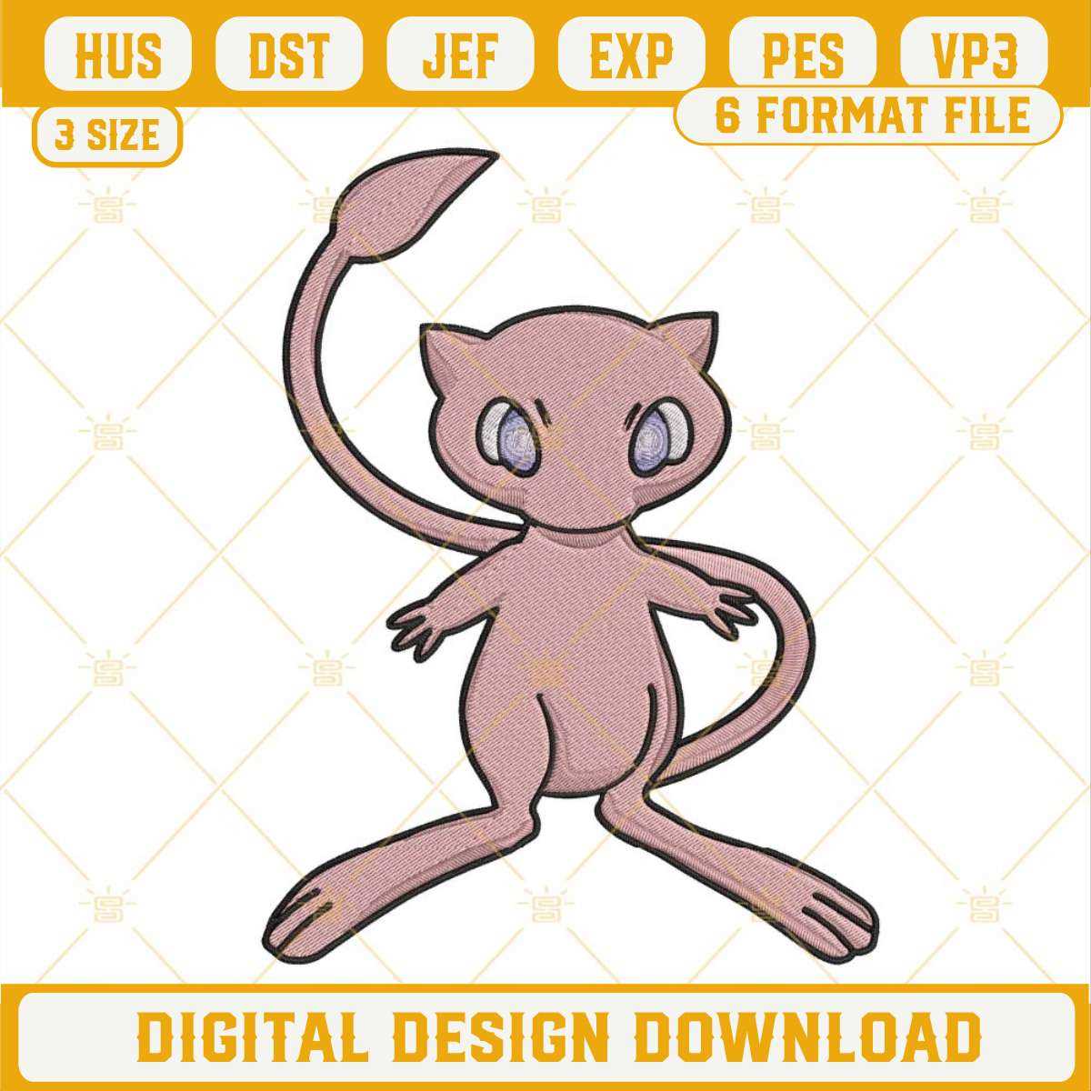 Mew Embroidery Design, Pokemon Embroidery File.jpg | Inspire Uplift