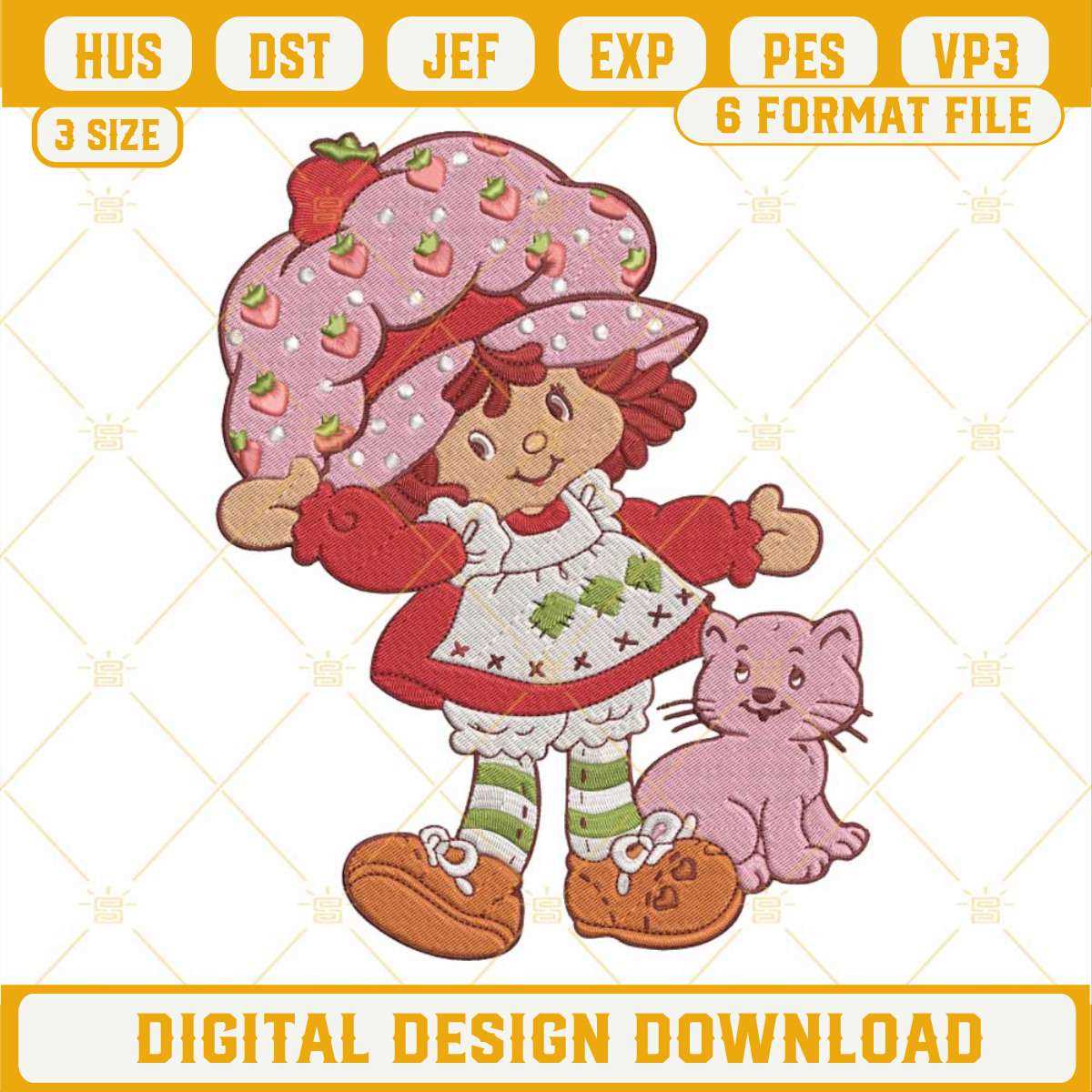 Strawberry Shortcake And Custard Cat Machine Embroidery Desi | Inspire ...