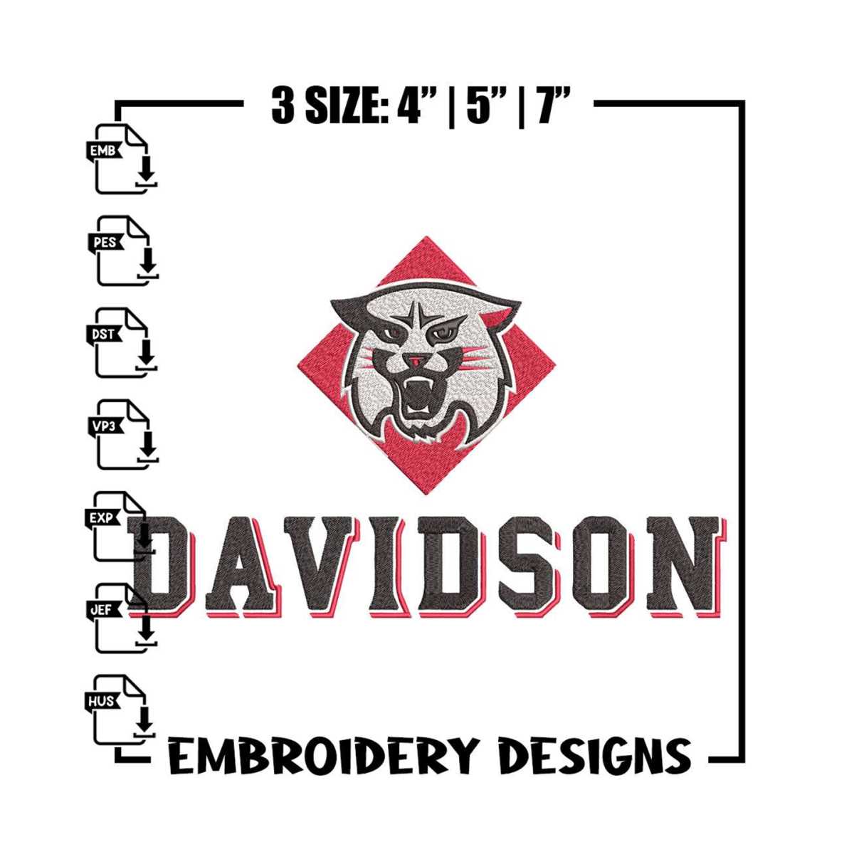 Davidson College logo embroidery design, Sport embroidery, l | Inspire ...