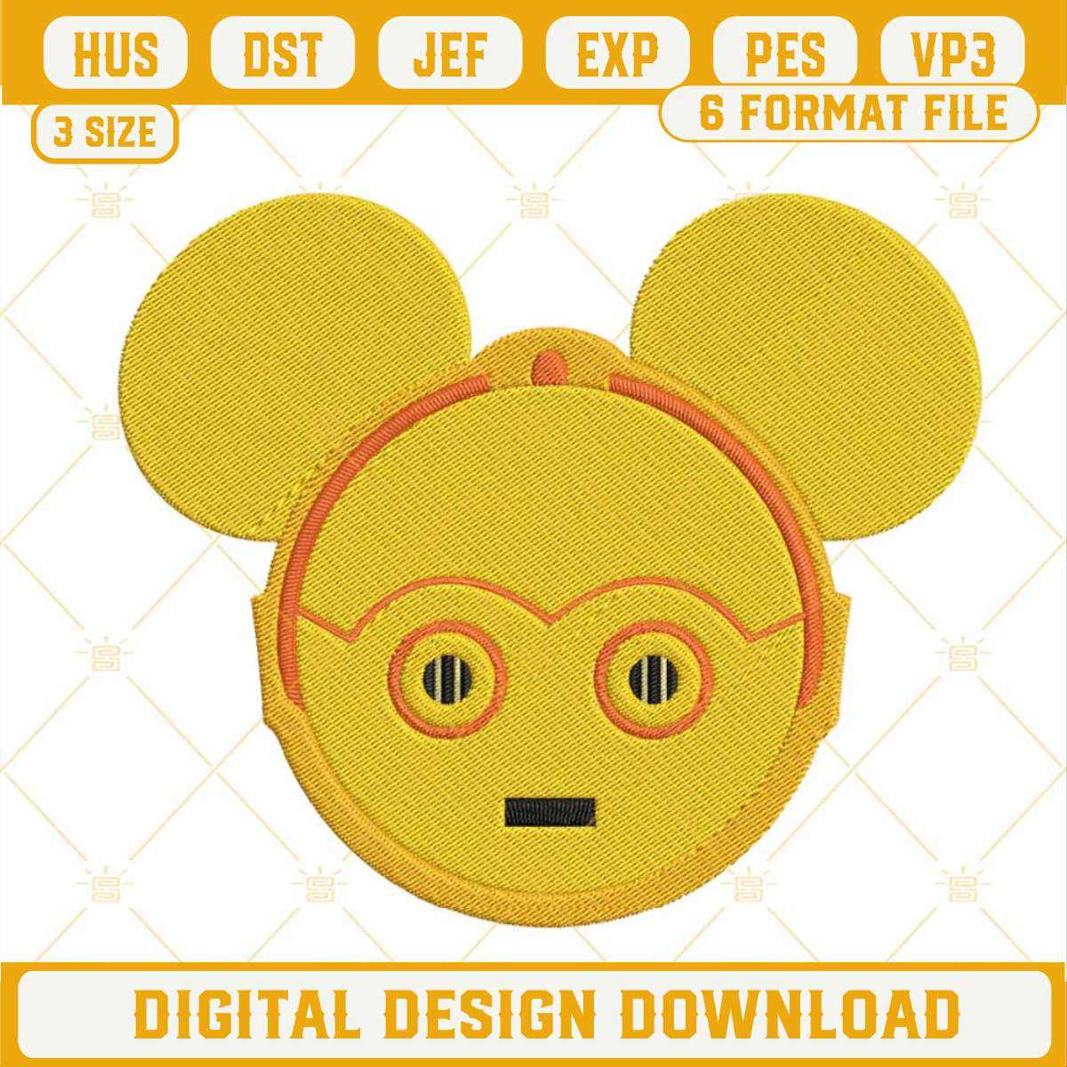 CP3O Mickey Mouse Head Machine Embroidery Designs, Star Wars | Inspire ...