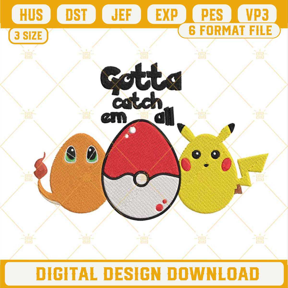 Gotta Catch Em All Embroidery Design, Pokemon Easter Eggs Em | Inspire ...