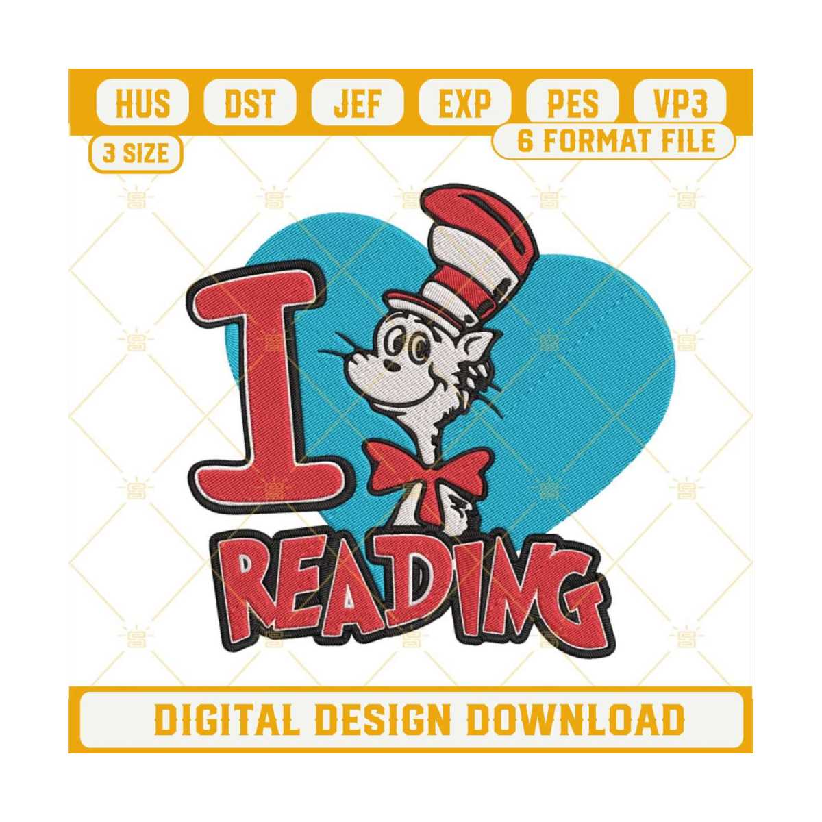 I Love Reading Embroidery Designs, Dr Seuss Embroidery Files | Inspire ...