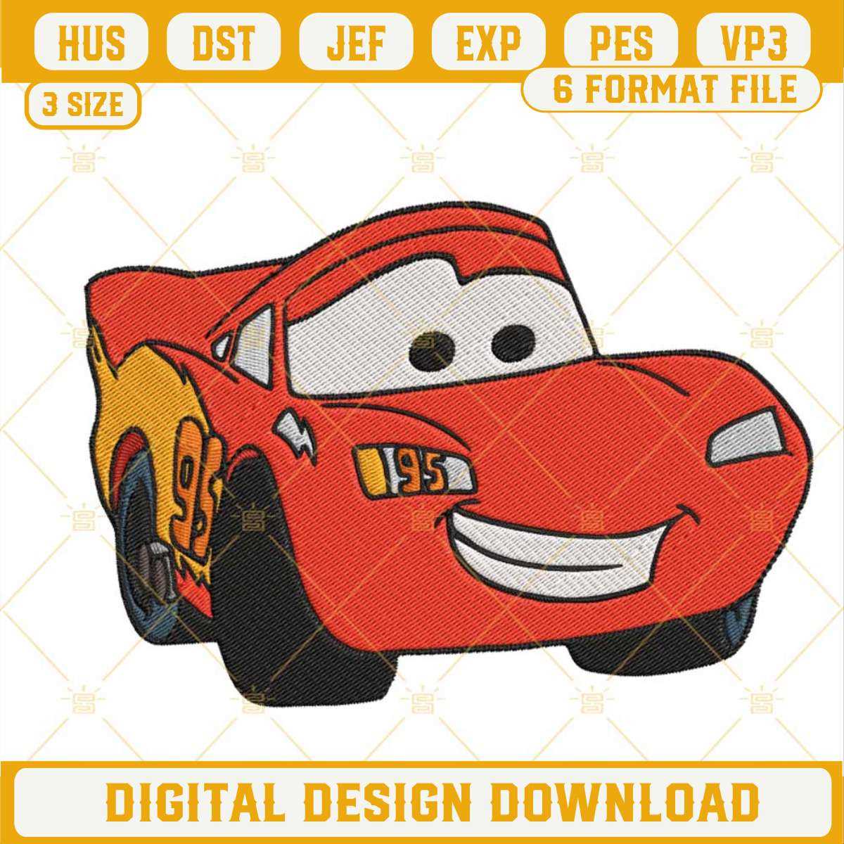 Lightning McQueen Cars Embroidery Designs, Stock Car Cartoon - Inspire ...