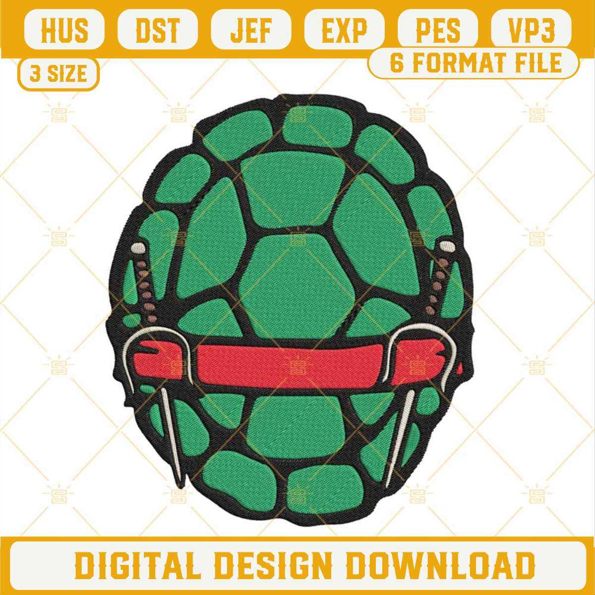 Ninja Turtle Raphael Shell Embroidery Designs, TMNT Red Embr | Inspire ...
