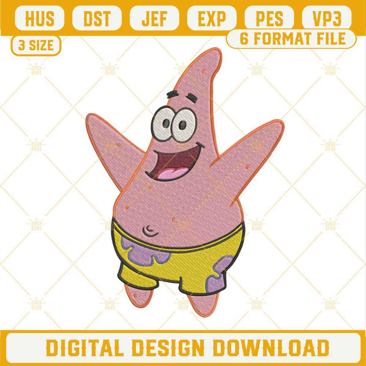 Patrick Star SpongeBob Embroidery Design File.jpg | Inspire Uplift