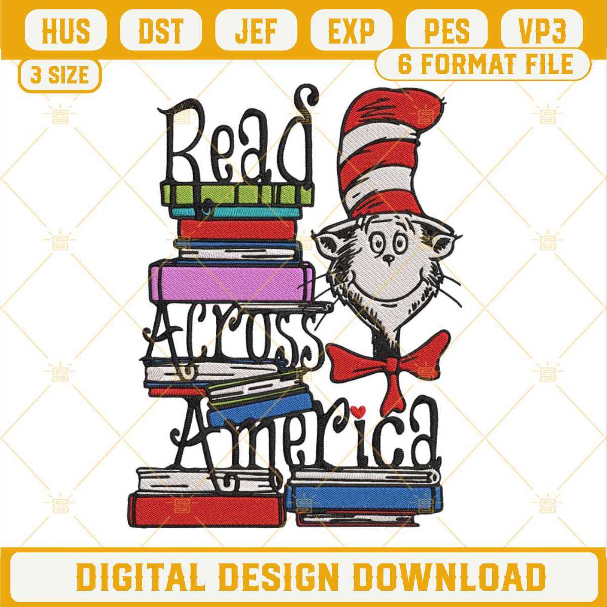 Read Across America Embroidery Designs, Cat In The Hat Embro | Inspire ...