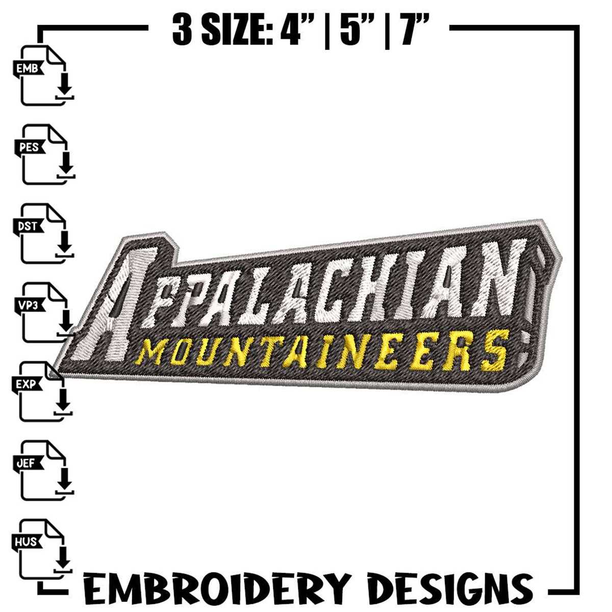 Appalachian State logo embroidery design, NCAA embroidery, E | Inspire ...