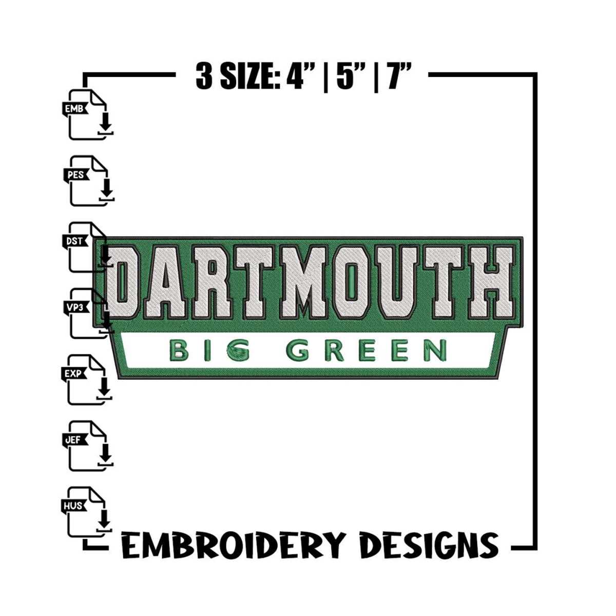 Dartmouth Big Green logo embroidery design, NCAA embroidery, | Inspire ...